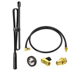 bingfu dual band vhf uhf 136-520mhz 18.5 inch foldable cs tactical sma female ham radio antenna with 3 feet extension relocation cable for kenwood baofeng bf-f8hp uv-5r uv-82 bf-888s gt-3 ham radio