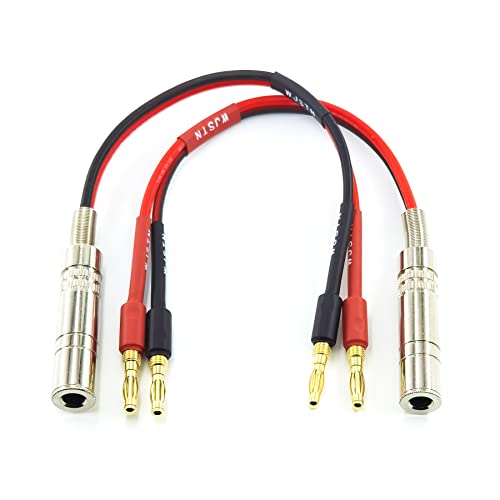 WJSTN 1/4 TS to Banana Plug Speaker Cable 6.35 mm 1/4" Female to Banana Plug Speaker Mono Adapter 8 inches 2pack