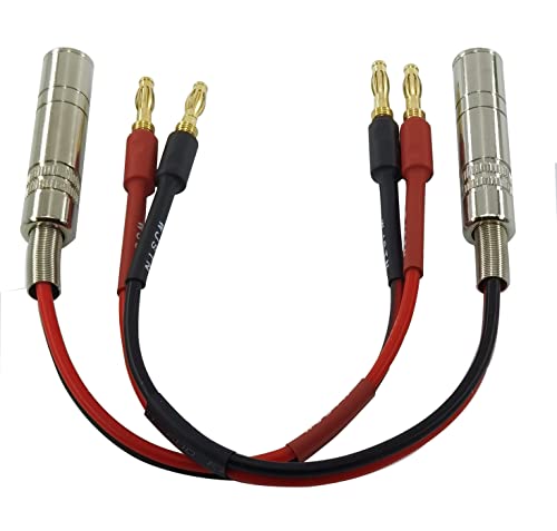 WJSTN 1/4 TS to Banana Plug Speaker Cable 6.35 mm 1/4" Female to Banana Plug Speaker Mono Adapter 8 inches 2pack