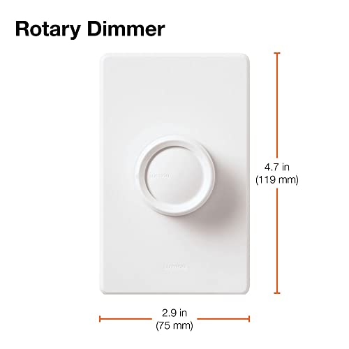 Lutron Rotary Dimmer for Incandescent Bulbs, 600-Watt Single-Pole Preset, D-600P-WH, White