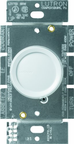 Lutron Rotary Dimmer for Incandescent Bulbs, 600-Watt Single-Pole Preset, D-600P-WH, White