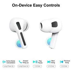 Wireless Earbuds Hybrid Active Noise Cancelling Bluetooth 5.3 True Bluetooth Headphones with Wireless Charging Case 4 Mic Call IPX7 Waterproof for TV Smart Phone Computer Laptop Sports