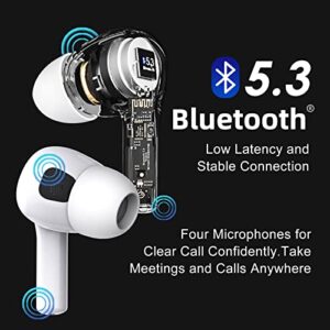 Wireless Earbuds Hybrid Active Noise Cancelling Bluetooth 5.3 True Bluetooth Headphones with Wireless Charging Case 4 Mic Call IPX7 Waterproof for TV Smart Phone Computer Laptop Sports