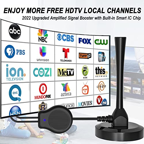 TV Antenna, Amplified Digital HD TV Antenna Indoor for Smart TV Support 4K 1080P Television and TV's Outdoor HDTV Amplifier Booster for Local Channels 150 Miles Long Range - Magnetic Base&Coax Cable