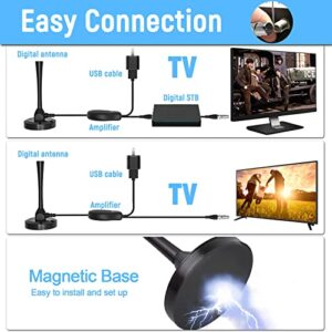 TV Antenna, Amplified Digital HD TV Antenna Indoor for Smart TV Support 4K 1080P Television and TV's Outdoor HDTV Amplifier Booster for Local Channels 150 Miles Long Range - Magnetic Base&Coax Cable