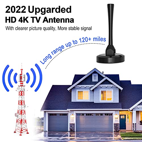 TV Antenna, Amplified Digital HD TV Antenna Indoor for Smart TV Support 4K 1080P Television and TV's Outdoor HDTV Amplifier Booster for Local Channels 150 Miles Long Range - Magnetic Base&Coax Cable