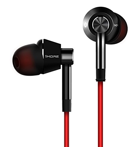 1MORE Dynamic Driver In-Ear Earphones Fashion Headphones with Ergonomic Comfort, Balanced Sound, Tangle-Free Cable, Volume Control, Microphone - 1M301 Black/Red (Renewed)