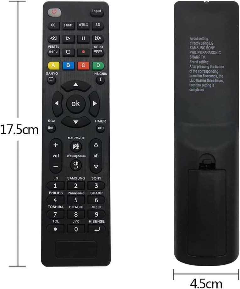 Universal Remote Control for Samsung, Sharp, LG, Sony, Panasonic, Toshiba,TCL Smart TVs and Other Brands with Netflix Smart TVs Remote Control