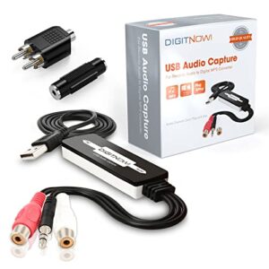 digitnow! usb 2.0 digital audio capture card for vinyl records win7/8/10and mac os,audio grabber for cassette tapes to mp3 converter