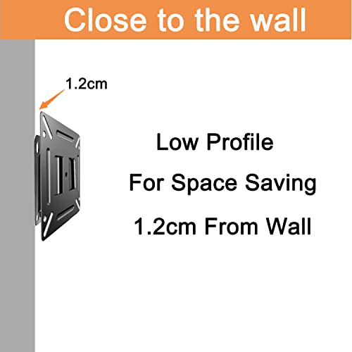 ASMXQY Monitor Wall Mount for Most 14-24" TVs, Universal Camper Small TV Wall Mount Bracket Fixed RV TV Mount Max Load 33lbs VESA up to 100x100mm 17 19 22 23 inch Low Profile Computer Monitor Mounts