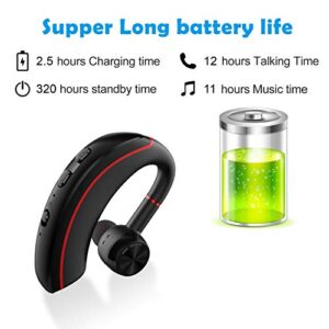 Bluetooth Headset Bluetooth V5.0 Earpiece Wireless Business Headphones Stereo Earphone with Noise Reduction Mic for Cell Phones, Skype, Office/Work Out/Trucker Driving