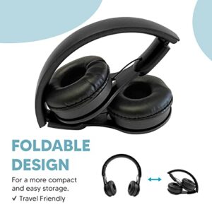 Bulktech Wired Kids Headphones for School On-Ear, 3.5mm, Headphones for Schools & Libraries – Adjustable, Padded Wired Kids Headphones – School Headphones for Kids, 1 Pack Black