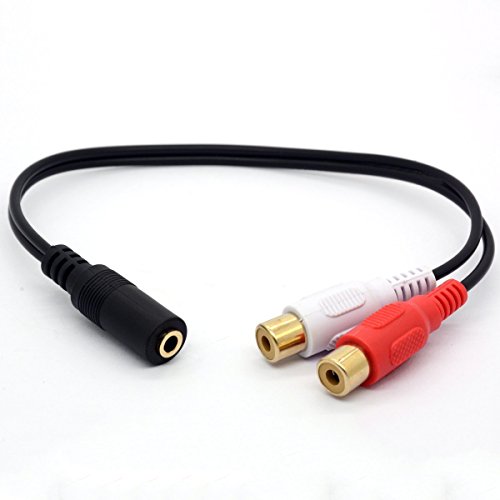 BSHTU 3.5mm Female to Dual RCA Female Phono Stereo Splitter Cable 3.5 Jack Socket to 2RCA Audio Adapter Extender Cord 8inch/20cm