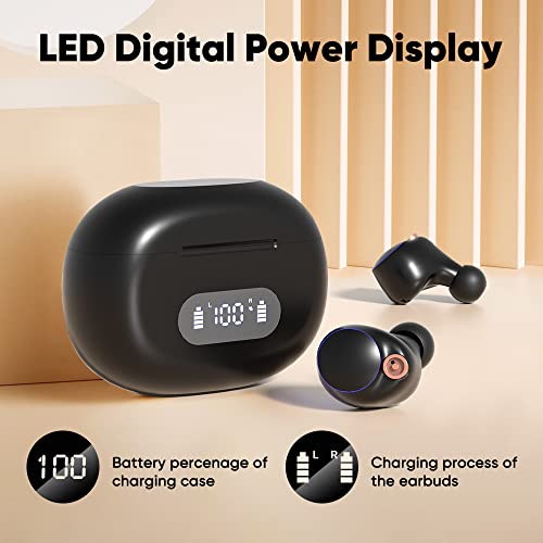 Wireless Earbuds, Bluetooth 5.3 in-Ear Earphones with LED Power Display Charging Case, Stereo Sound Noise Cancelling Earbuds with Mic, Bluetooth Headphones for Android iOS Phone Sports Working