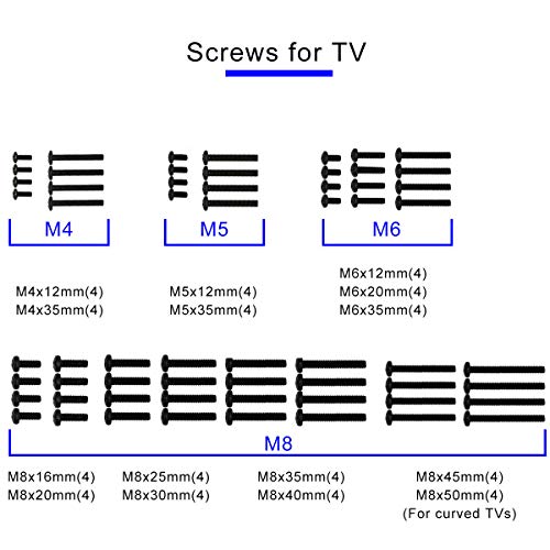 Suptek Universal TV Mounting Hardware Kit Set Includes TV Screws and Anchors M4 M5 M6 M8 TV Screws and Spacer Fit Most TVs up to 80 inch