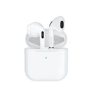 true wireless earbuds bluetooth headphones touch control with wireless charging case ipx8 waterproof stereo earphones in-ear built-in mic headset premium deep bass for sport white