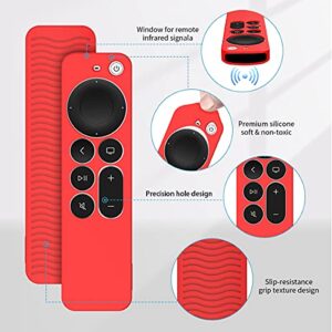 YIPINJIA Compatible for 2021 Apple TV 4K Siri Remote Cover,[2 in 1] with Silicone Protective TV Box Case for 2021 Apple TV 4K, Skin-Friendly/Anti-Slip/Shockproof (Red)