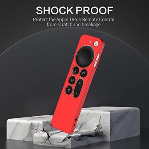 YIPINJIA Compatible for 2021 Apple TV 4K Siri Remote Cover,[2 in 1] with Silicone Protective TV Box Case for 2021 Apple TV 4K, Skin-Friendly/Anti-Slip/Shockproof (Red)