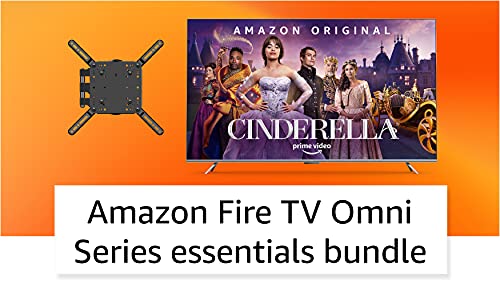 Amazon Fire TV 65" Omni Series 4K UHD smart TV bundle with Full Motion Wall Mount and Red Remote Cover