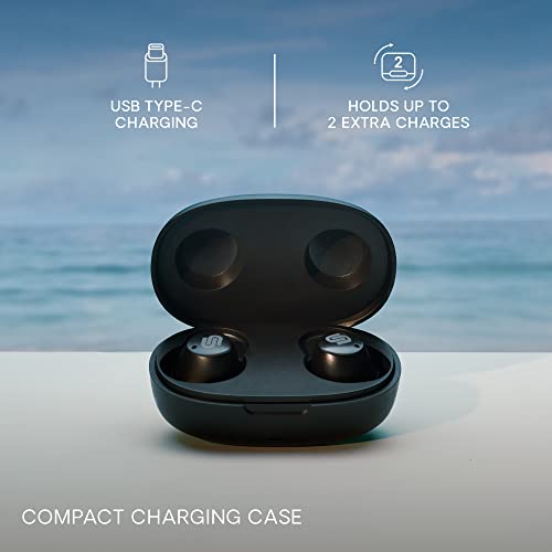 Urbanista Lisbon Wireless Earbuds, Bluetooth 5.2 Enhanced Small Headphones, Touch Controls, 27 Hr Playtime, USB C Fast Charging Case, IPX Sweatproof Headphones for Running, Sports, Midnight Black