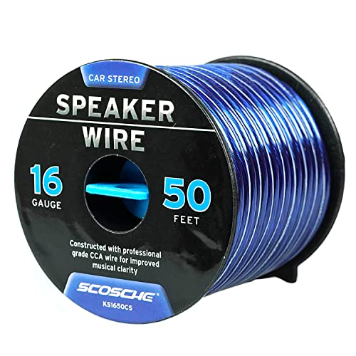 Scosche 50-Feet 16-Gauge Speaker Wire-Blue