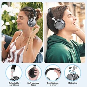 Wireless Bluetooth Headphones,HiFi Stereo Over Ear Headphones with Mic,35H Playtime,Adjustable Flip Function Lightweight Wired Headphone with Soft Memory Foam Earpads for Cell Phone iPad PC Laptop