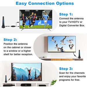 TV Antenna for Smart TV, Digital TV Antenna Amplified for HDTV, Long Range Reception for Indoor, 4K 1080P Clear TV Antenna for Free Local Channels,Support VHF/UHF with 10FT Coax Cable