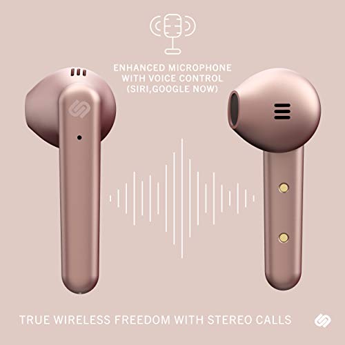 Urbanista Stockholm Plus True Wireless Earbuds - Over 20 Hours Playtime, IPX4 Waterproof Earphones, Bluetooth 5.0 Headphones, Touch Controls & Enhanced Microphone for Clear Calling, Rose Gold