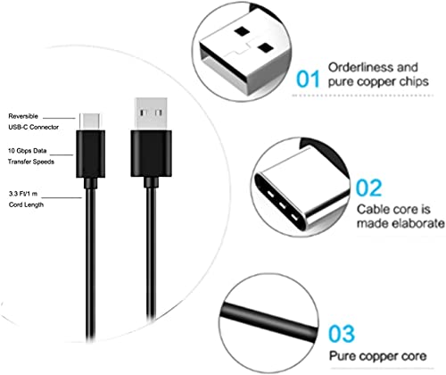 Replacement USB-C Charger Charging Cable Cord for TOZO T12 NC9 T10 T9 NC7 NC2 G1 A1 A2 Mini A3 X1 T12 Pro W1 W3 W8 PA1 PB2 PB3 Crystal Buds Wireless Earbuds & More USB-C Earbuds/Headphones (5ft Black)