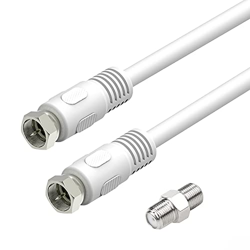 Short Coaxial Cable, 1ft White Coax Cable RG6 F Male to Male Connector Cord 75 Ohm with Coax Female to Female Coupler Adapter UIInosoo for AV, Cable TV, Antenna and Satellite