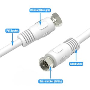 Short Coaxial Cable, 1ft White Coax Cable RG6 F Male to Male Connector Cord 75 Ohm with Coax Female to Female Coupler Adapter UIInosoo for AV, Cable TV, Antenna and Satellite