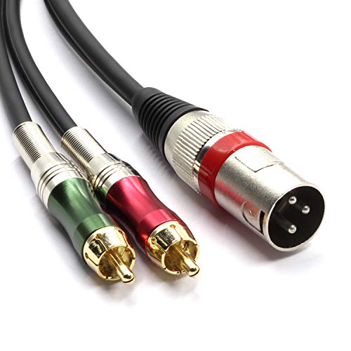 SiYear 15FT XLR Male to 2 x Phono RCA Plug Adapter Y Splitter Patch Cable, 1 XLR Male 3 Pin to Dual RCA Male Plug Stereo Audio Cable Connector(4.5M)