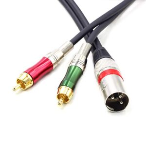 SiYear 15FT XLR Male to 2 x Phono RCA Plug Adapter Y Splitter Patch Cable, 1 XLR Male 3 Pin to Dual RCA Male Plug Stereo Audio Cable Connector(4.5M)