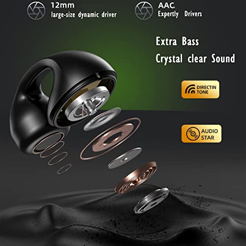 Wireless Ear Clip Bone Conduction Headphones Clip On Open Ear Bone Conduction Earbuds Headphone Cycling Running Workout Earbuds Bluetooth Work Headphones Bone Conducting Induction Earphones