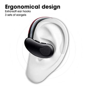 Wireless Earbuds, in-Ear Stereo Headphones Headset Premium Sound with Deep Bass for Sport，Bluetooth 5.0 Wireless Earbuds with Type-C Charging Case and mic (Black+Red)