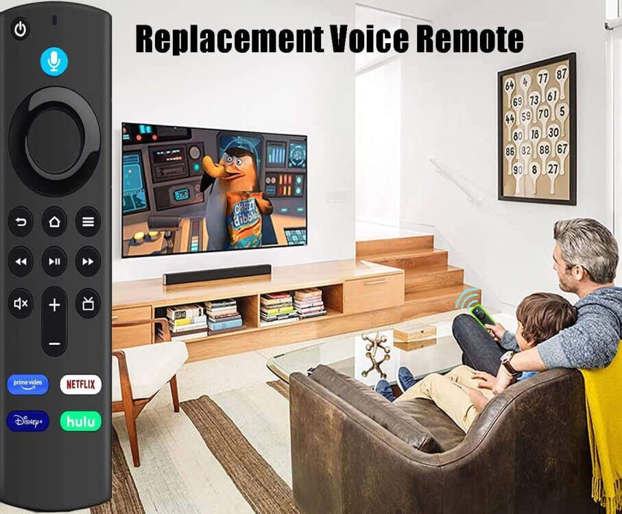 Voice Remote Control Replacement Fire TV L5B83G with Cover Silicone Case, fit for Fire TV Lite, Fire TV Stick 4K Max/Bundle (2nd Gen and Later), Cube (1st Gen and Later), Fire TV (3rd Gen)