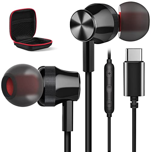 USB C Headphones for Galaxy S23 A53,HiFi Stereo Type C Earphones with Microphone Volume Control In-Ear Wired Earbuds for Samsung S22 S21Ultra S20 Z Fold4 iPad Air Pro Google Pixel 7 6 Oneplus 10 9 Pro