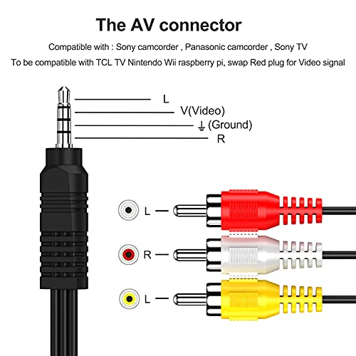 BERLAT 3.5 mm to RCA AV Camcorder Video Cable,3.5mm 18 TRRS Male to 3 RCA Male Plug Adapter Cord for TV,Smartphones,MP3, Tablets,Speakers,Home Theater - 5ft1.5M