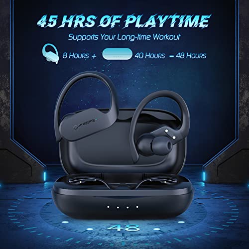 Earhook Bluetooth Wireless Earbuds Earphones - HD Stereo, 48H Playtime, IPX7 Waterproof Wireless Earbuds, Touch Control Bluetooth 5.1 Wireless Earphones for Sports Running Workout