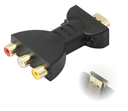 YAODHAOD HDMI to 3 RCA Adapter, HDMI-AV Adapter, AV Video Audio Converter Adapter (Red, White, Yellow) (Regular Version)