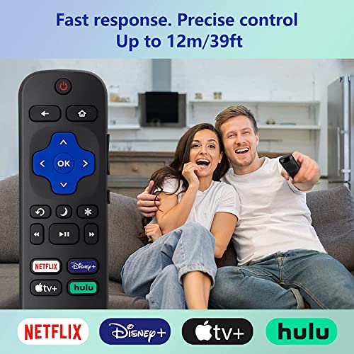 Amtone New Replacement Remote for Hisense ROKU Smart TVs with Netflix Disney Hulu VUDU Keys fits for 50H4 55H4 48H4 40H4 R6070 50R7E 32H4C 32H4D 32H4E (Netflix/Disney+/Apple TV+/hulu)