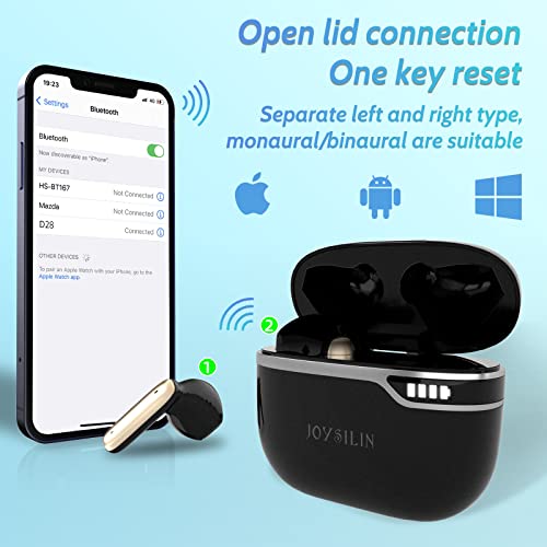 JOYSILIN - True Wireless Earbuds - in-Ear Bluetooth Headphones - Built-in Microphone and Wireless Charging case - 36-Hour Loop - Sports Waterproof - Grey