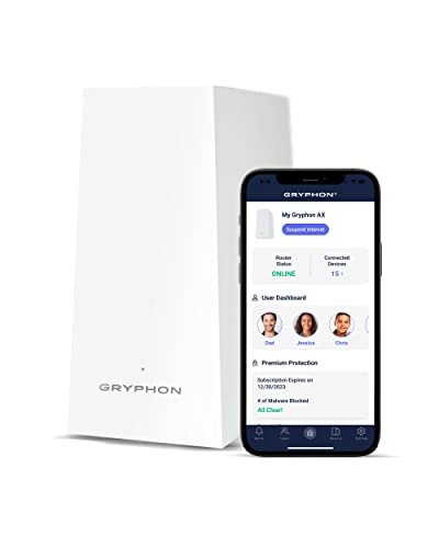 Gryphon AX – Ultra-Fast Mesh WiFi 6 Parental Control Router – Advanced Content Filters and Next-Gen Firewall - 4.3 Gbps Across 3,000 sq. ft. per Router for Multi-Device Households