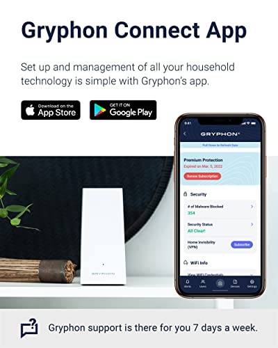 Gryphon AX – Ultra-Fast Mesh WiFi 6 Parental Control Router – Advanced Content Filters and Next-Gen Firewall - 4.3 Gbps Across 3,000 sq. ft. per Router for Multi-Device Households