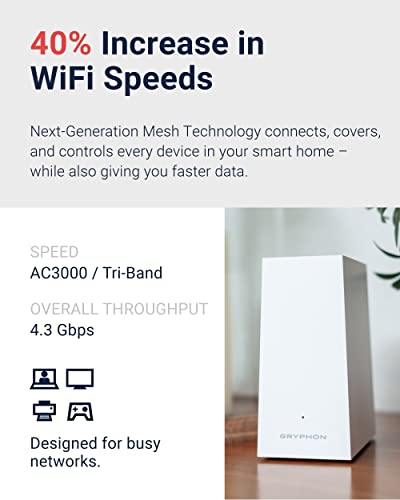 Gryphon AX – Ultra-Fast Mesh WiFi 6 Parental Control Router – Advanced Content Filters and Next-Gen Firewall - 4.3 Gbps Across 3,000 sq. ft. per Router for Multi-Device Households