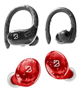 back bay tempo 30 and runner 60 wireless sport bluetooth earbuds for running, waterproof headphones with long battery life, ear hooks, and deep bass