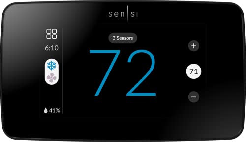 Sensi Touch 2 Black Smart Thermostat by Emerson with Touchscreen Color Display, Programmable, Wi-Fi, Mobile App, Easy DIY, Data Privacy, Works with Alexa, Energy Star Certified, ST76, C-Wire Required