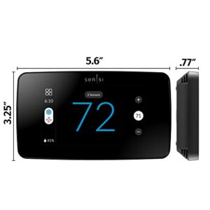 Sensi Touch 2 Black Smart Thermostat by Emerson with Touchscreen Color Display, Programmable, Wi-Fi, Mobile App, Easy DIY, Data Privacy, Works with Alexa, Energy Star Certified, ST76, C-Wire Required