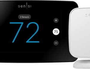 Sensi Touch 2 Black Smart Thermostat by Emerson with Touchscreen Color Display, Programmable, Wi-Fi, Mobile App, Easy DIY, Data Privacy, Works with Alexa, Energy Star Certified, ST76, C-Wire Required