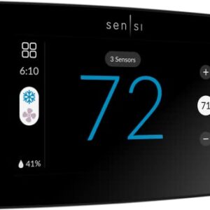 Sensi Touch 2 Black Smart Thermostat by Emerson with Touchscreen Color Display, Programmable, Wi-Fi, Mobile App, Easy DIY, Data Privacy, Works with Alexa, Energy Star Certified, ST76, C-Wire Required